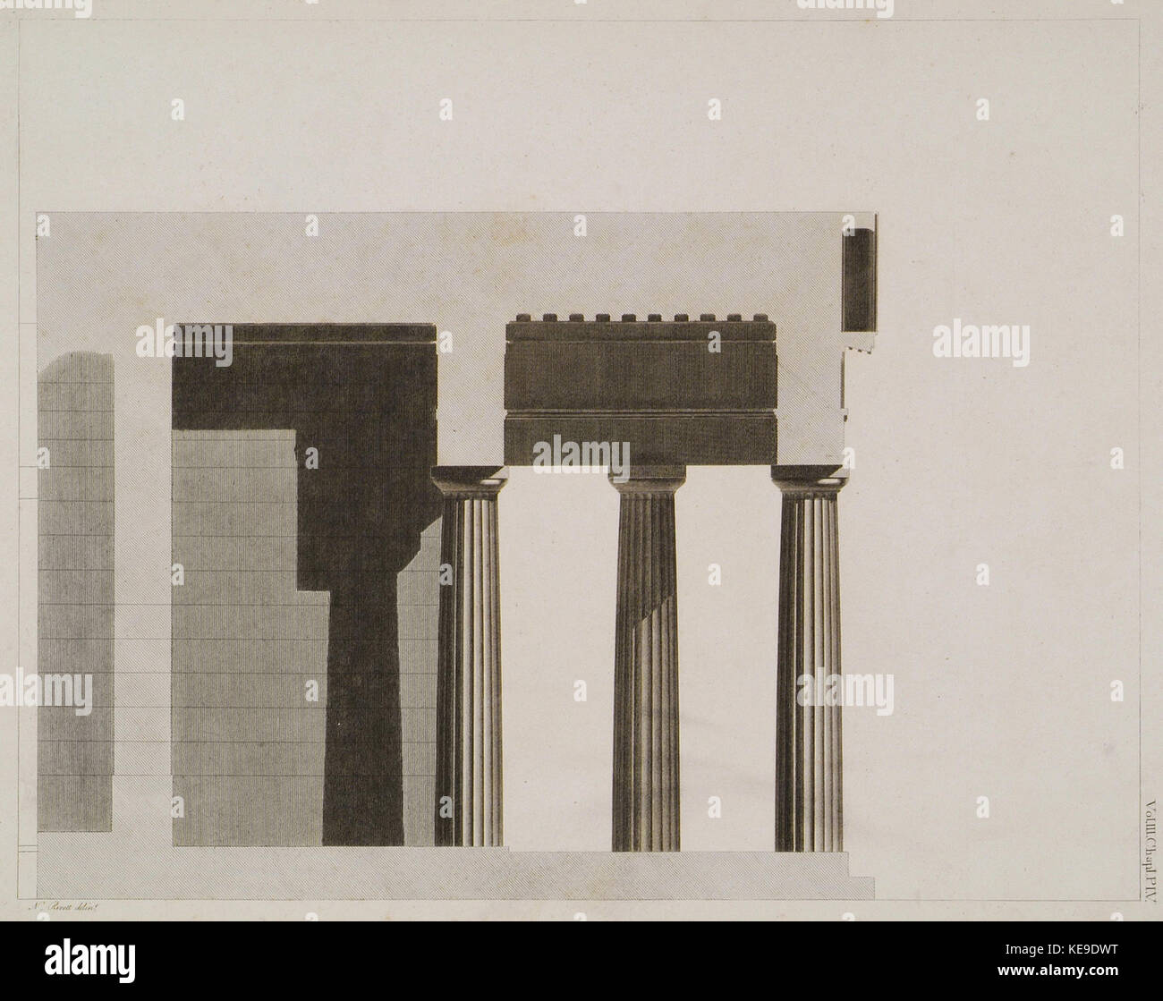 Longitudinal section of the Eastern portico and pronaos Stuart James ...