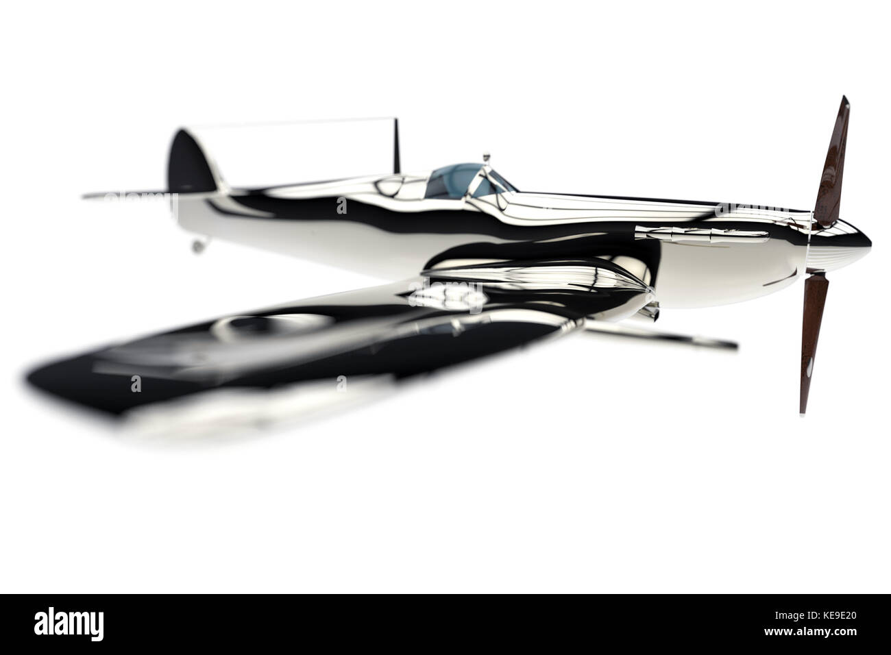 Shiny spitfire with propeller in flight Stock Photo - Alamy