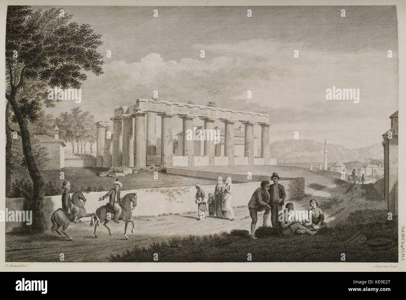 The Temple of Apollo in Ancient Corinth is depicted in this 1794 ...