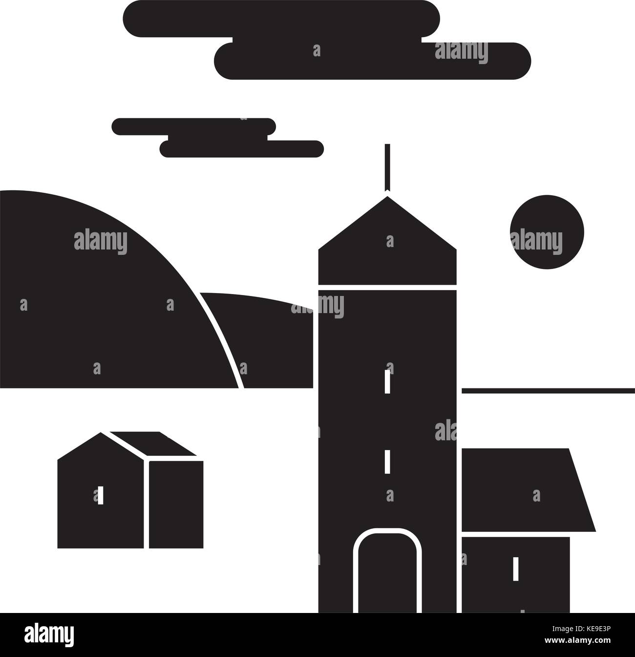 village icon, vector illustration, sign on isolated background Stock ...