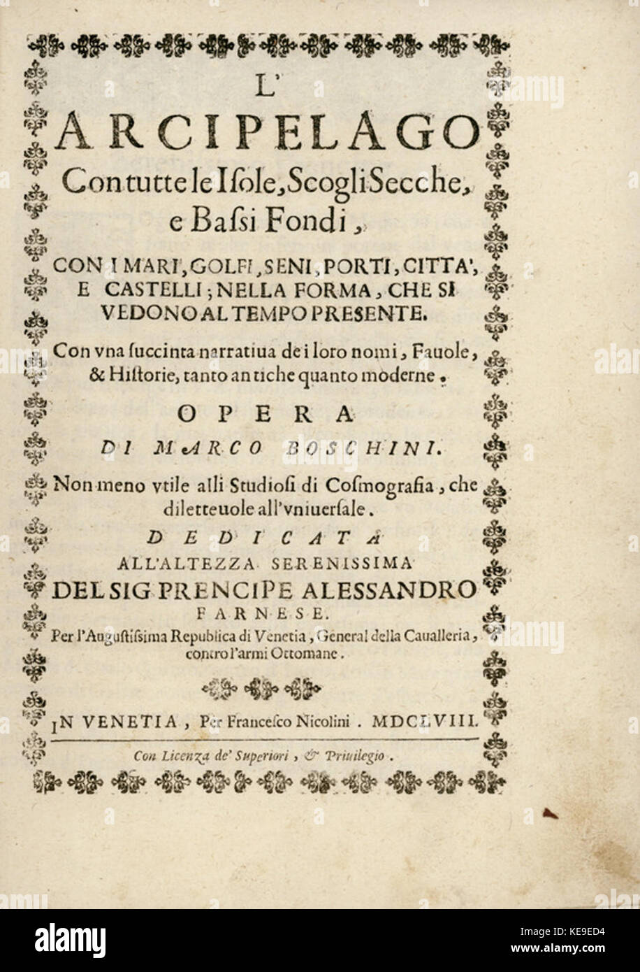 Title page Boschini Marco 1658 Stock Photo - Alamy