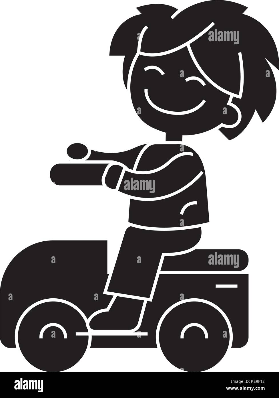 boy playing with the car, driving on car icon, vector illustration ...