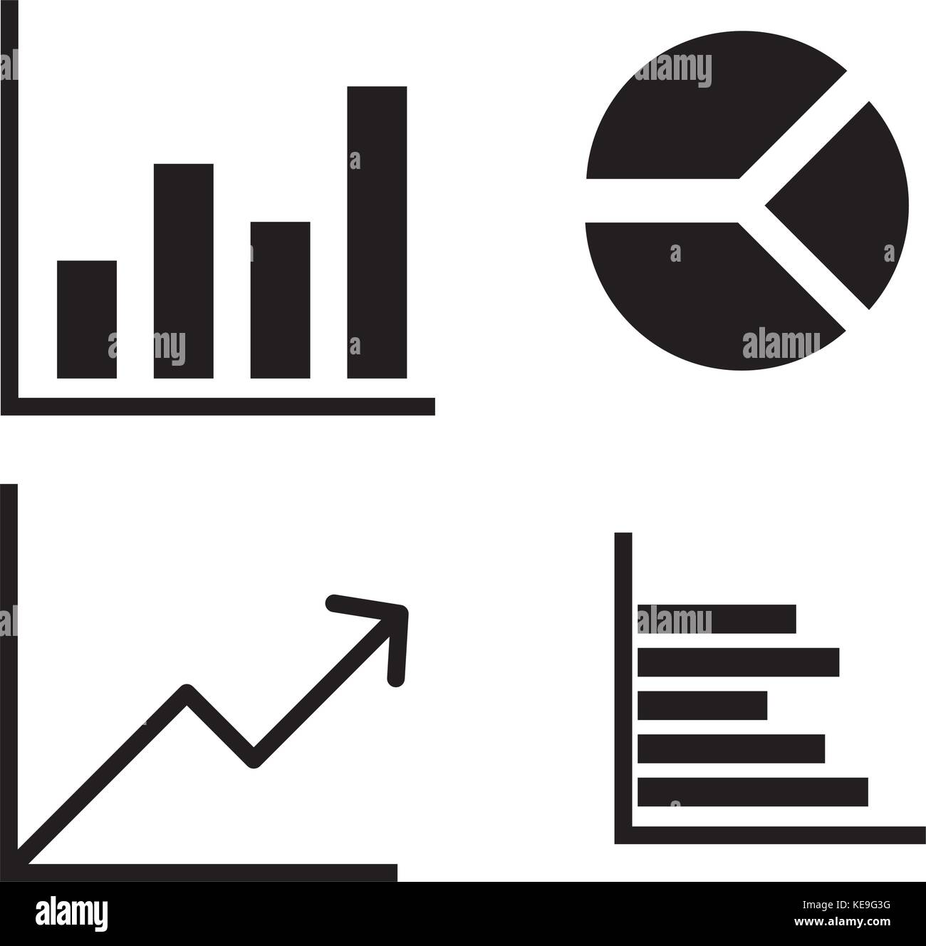 graph 4 types simple icon, vector illustration, sign on isolated ...