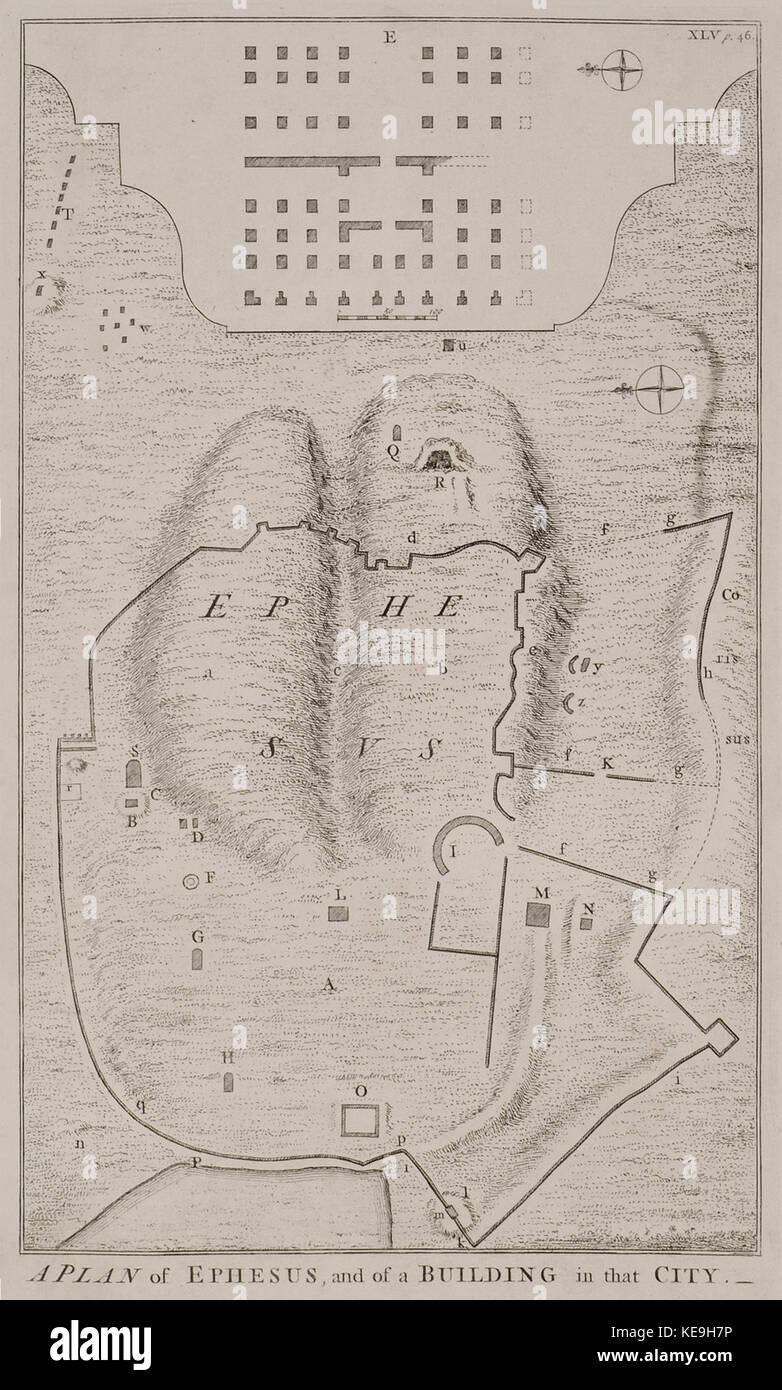 A Plan of Ephesus, and of a building in that city Pococke Richard 1745 ...