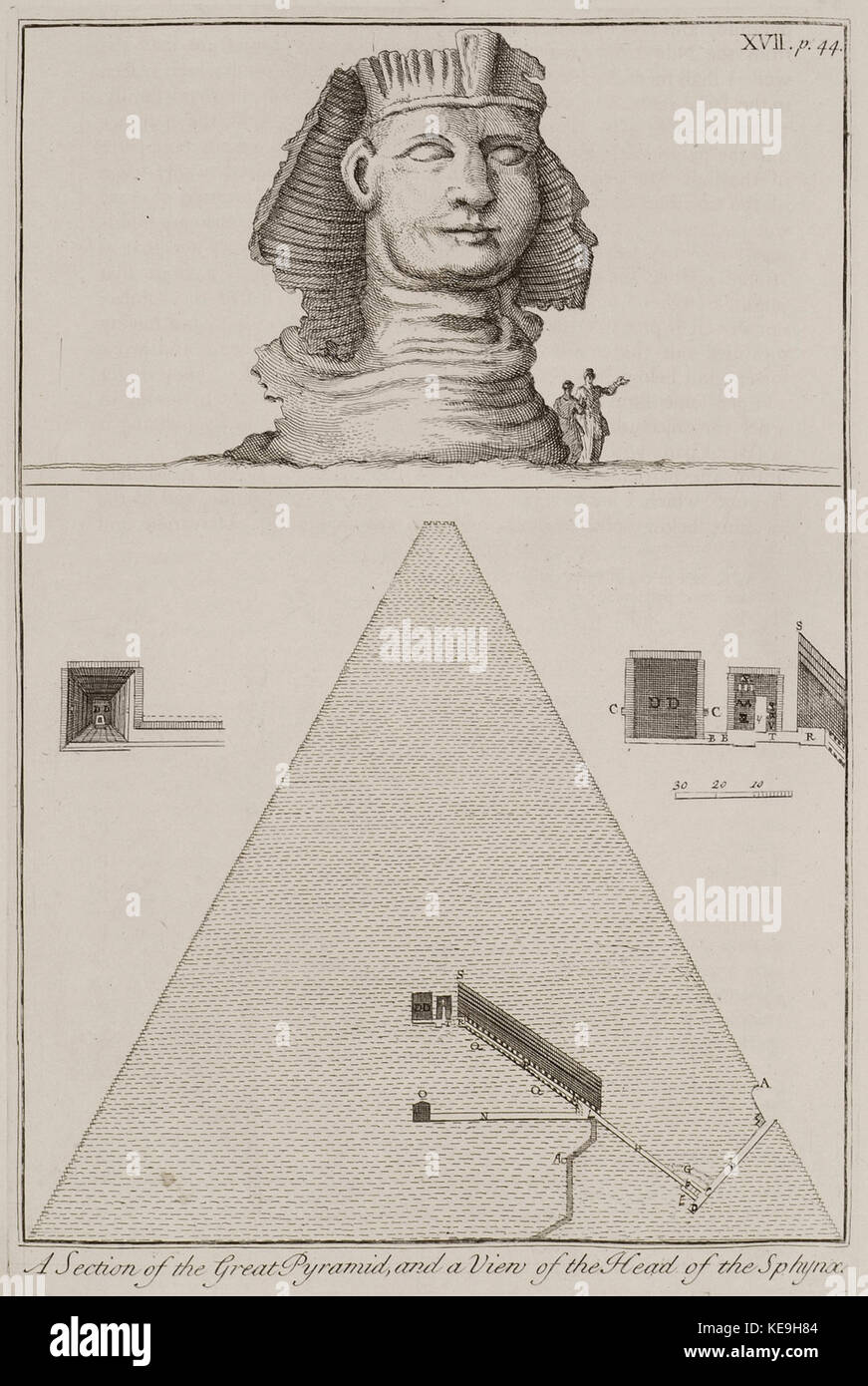 A Section of the Great Pyramid, and a View of the Head of the Sphynx ...