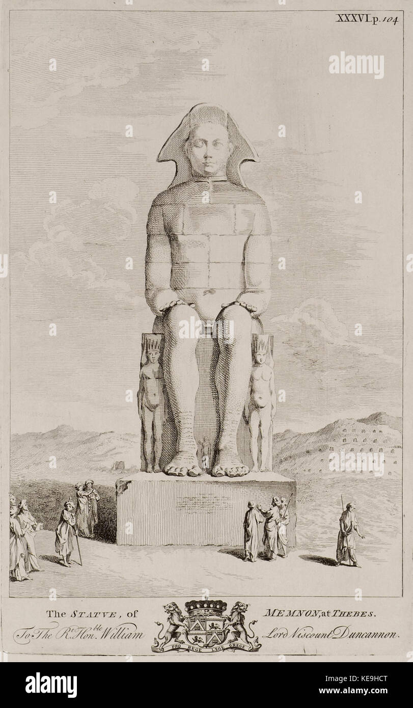 The Statue of Memnon, at Thebes Pococke Richard 1743 Stock Photo - Alamy