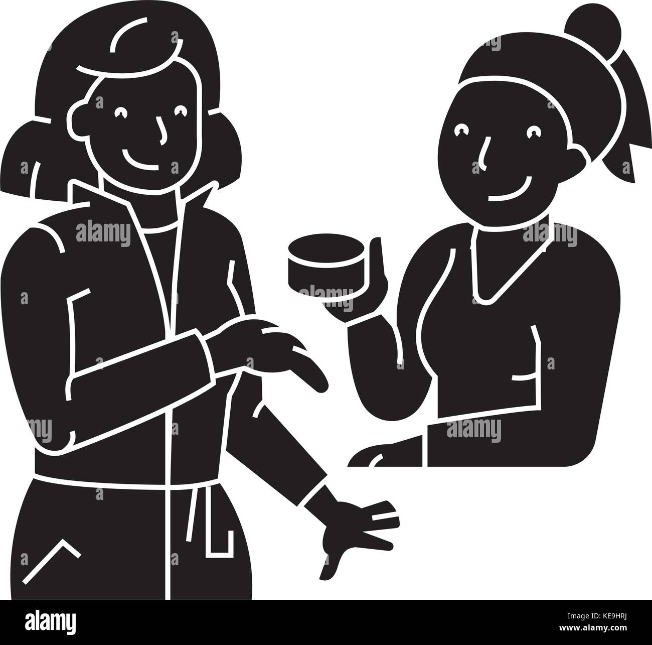 woman shop cosmetics consultant icon, vector illustration, sign on ...