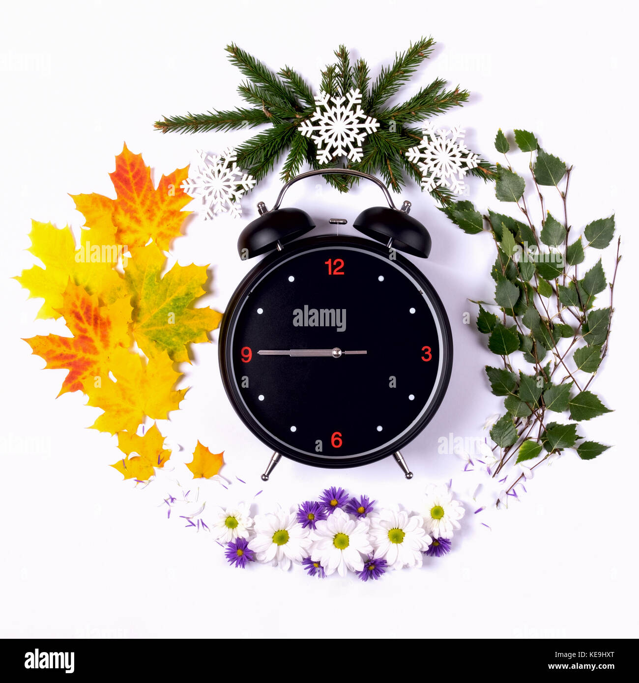 Representing the seasons of the year through the alarm clock and ...