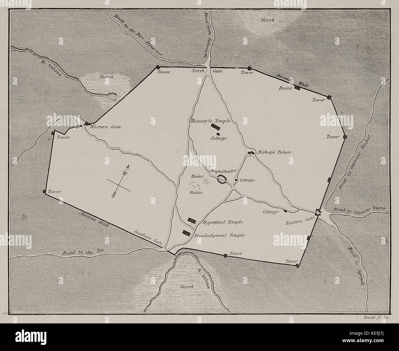 Map of Paestum in Italy Wilkins William 1807 Stock Photo - Alamy