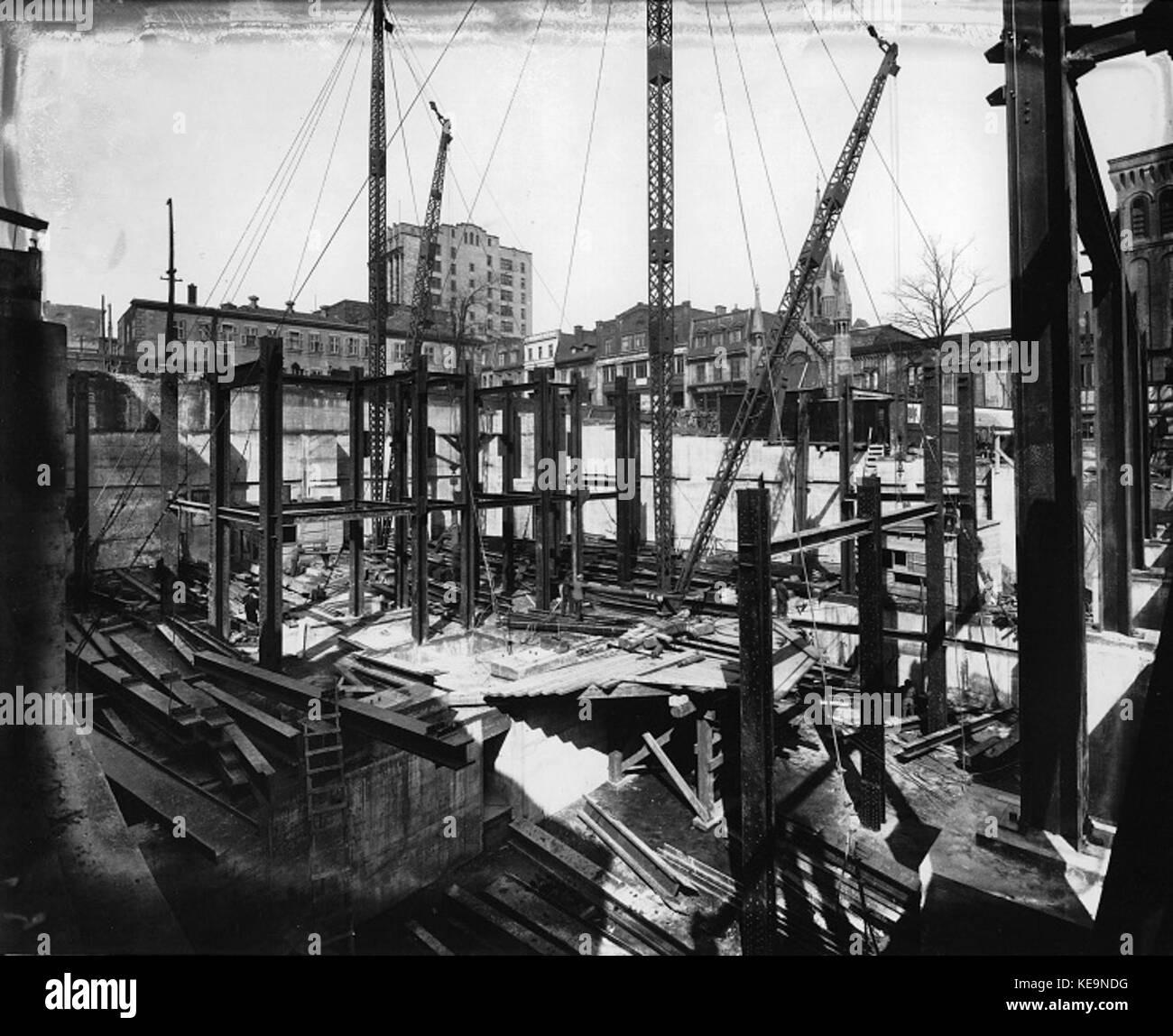 The Bell Telephone building under construction in Montreal, Quebec, in ...