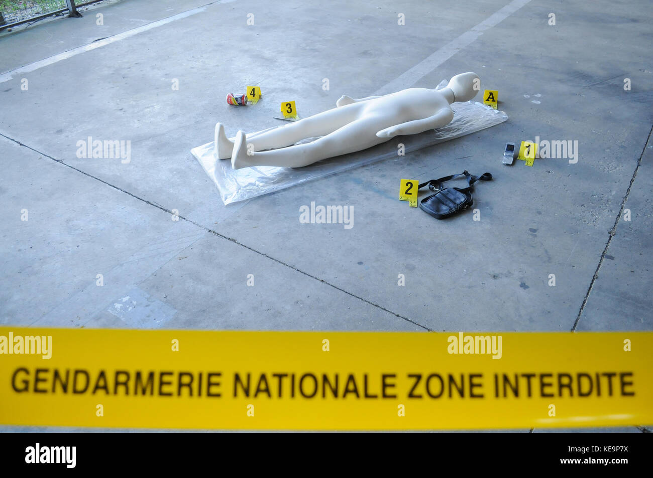 Simulated crime scene, Sathonay-Camp, France Stock Photo - Alamy