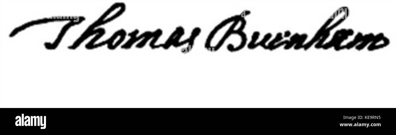This image displays the signature of Thomas Burnham, a notable figure ...