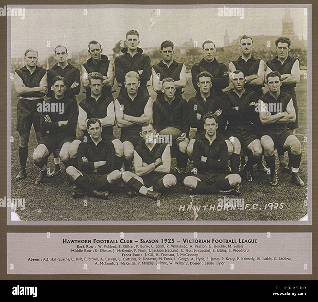 The Hawthorn Football Team of 1925 is shown in this photograph ...