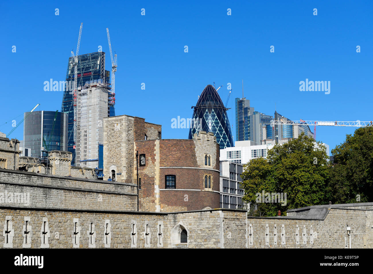 London's new City skyline behind ancient Tower of London. The Scalpel ...