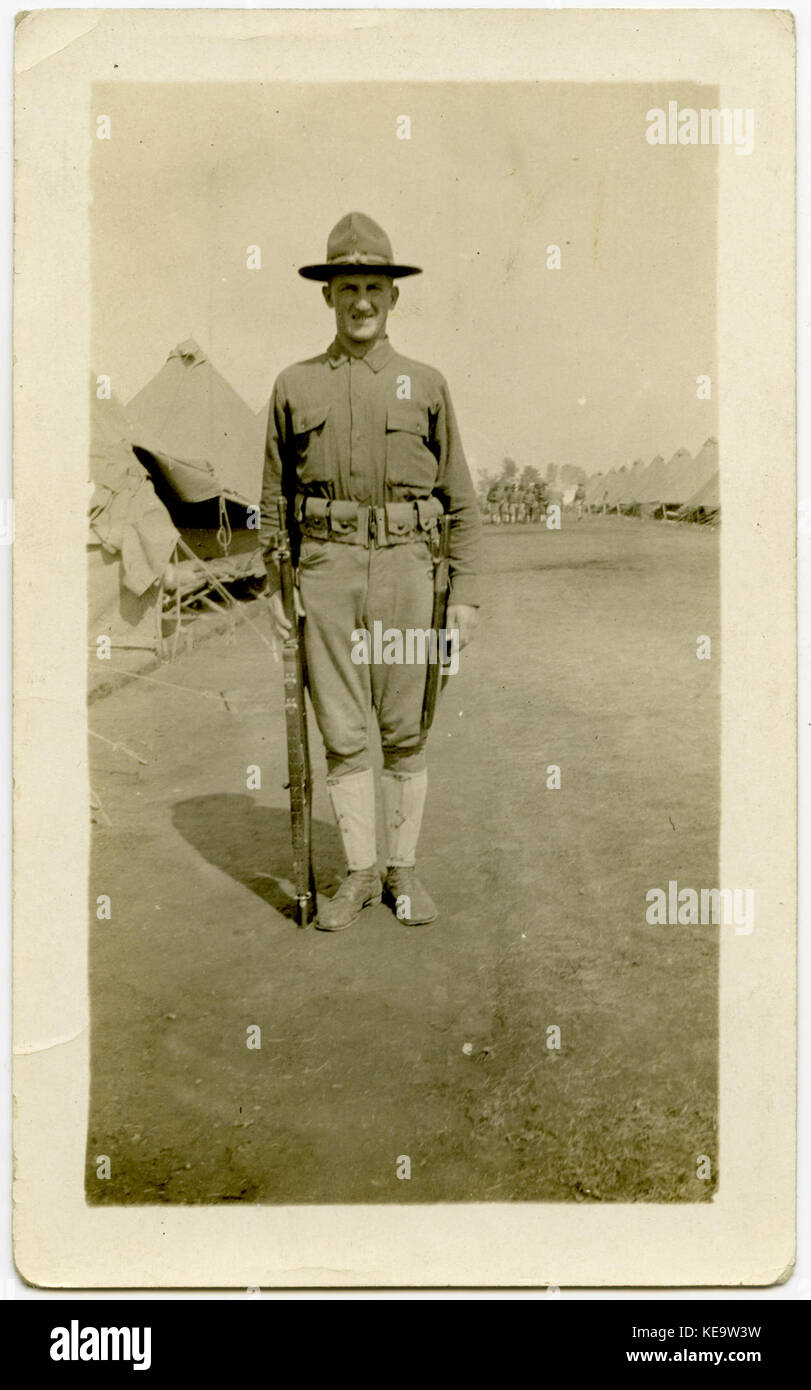 Uniformed Soldier Posing for a Picture in a Military Camp Stock Photo ...