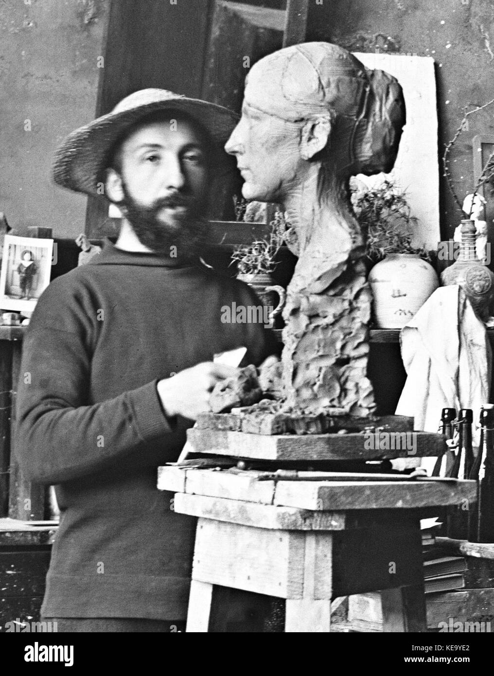 A photograph of Eduard Jacobs in his studio, taken by Jacob Olie in ...