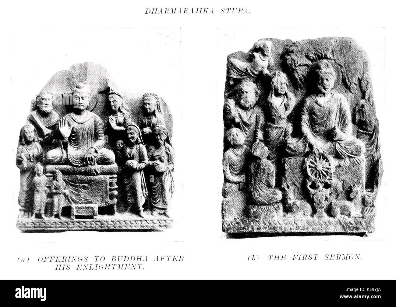 This image shows the sculptures of the Dharmarajika Stupa, an important ...