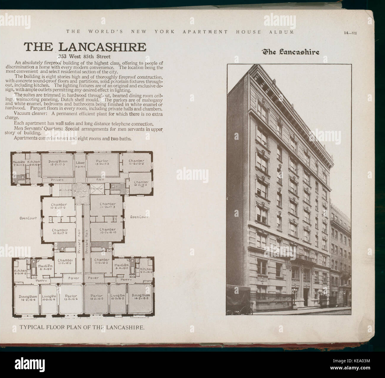 The Lancashire. 353 West 85th Street (NYPL b11389518 417160 Stock Photo ...