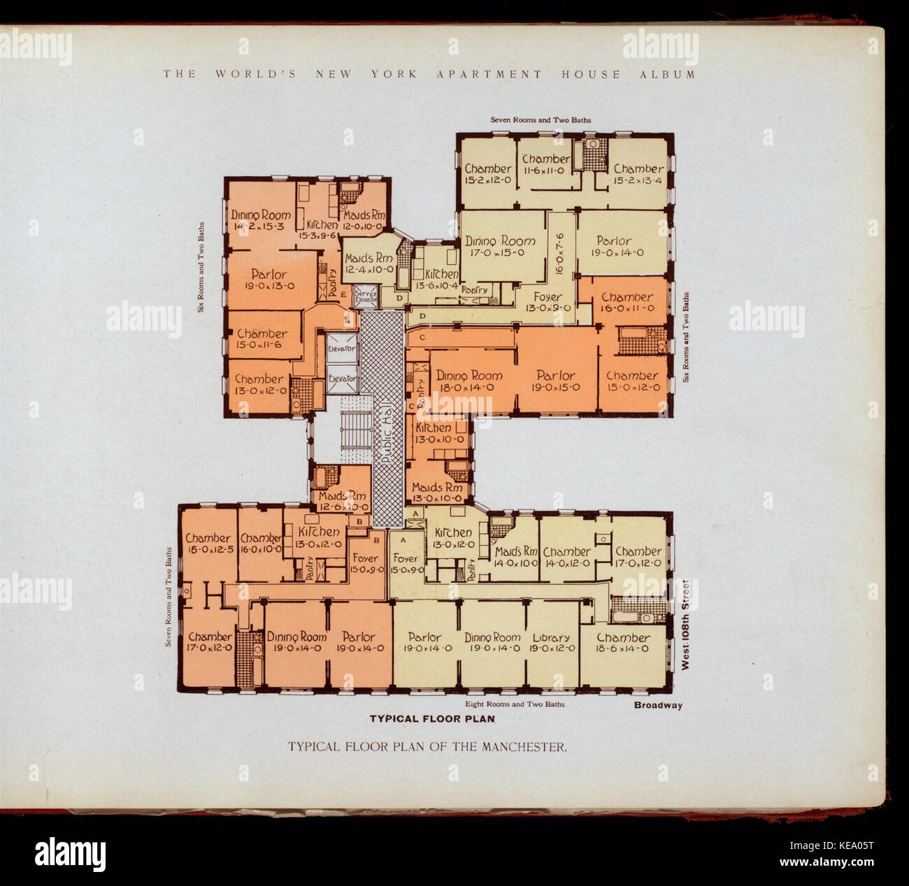Typical floor plan of The Manchester (NYPL b11389518 417254 Stock Photo ...
