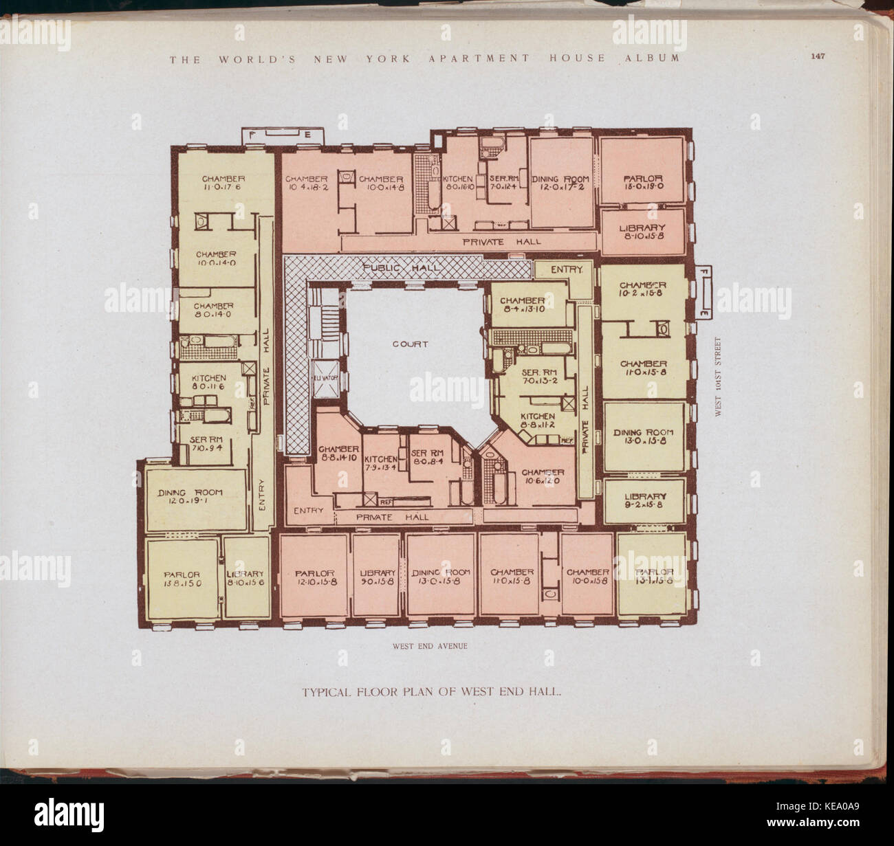 Typical floor plan of West End Hall (NYPL b11389518 417384 Stock Photo ...