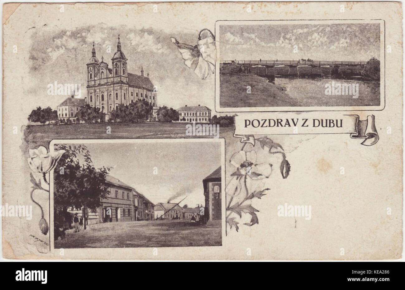 Historical postcard of Dub nad Moravou Stock Photo - Alamy