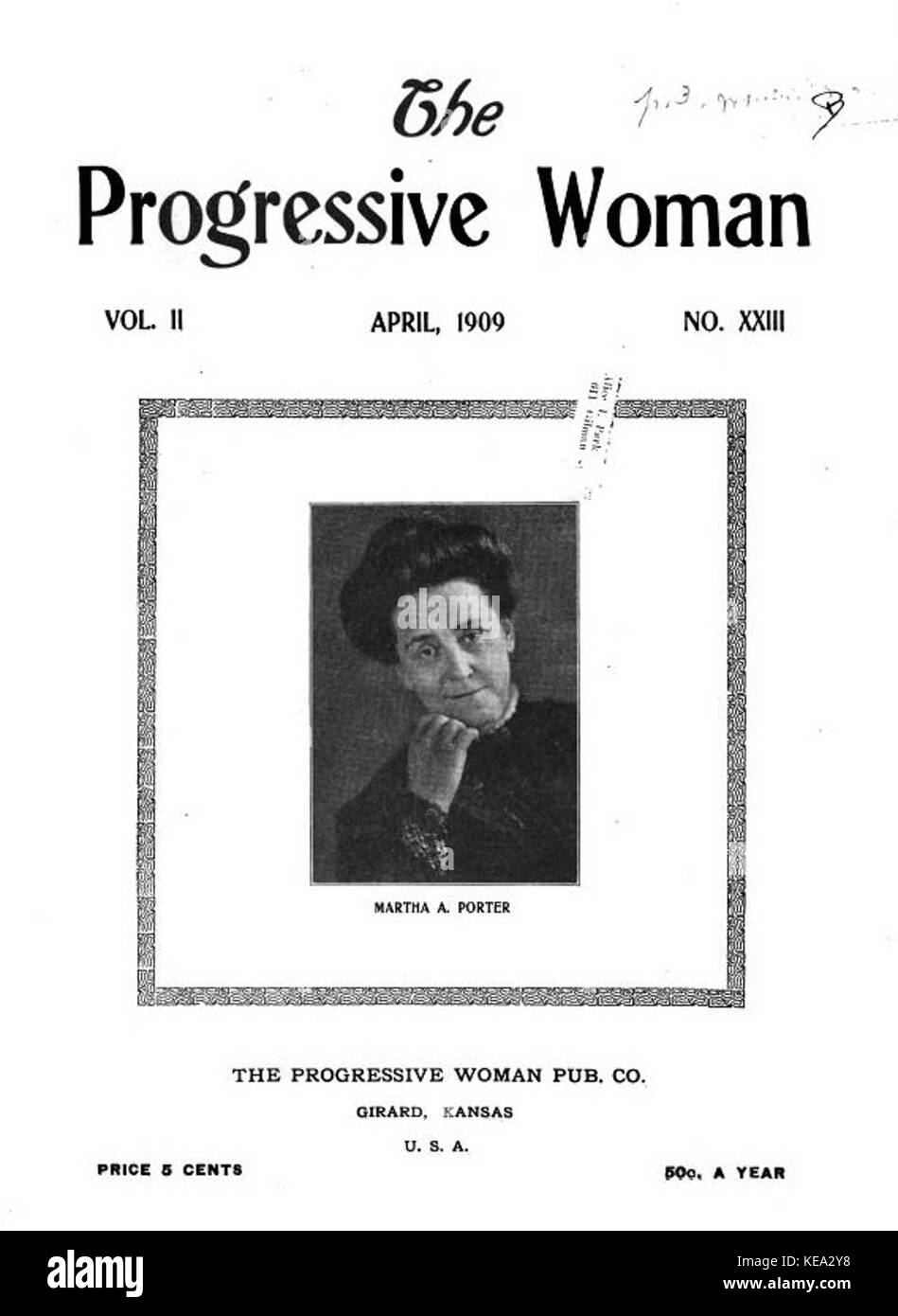 The cover of The Progressive Woman magazine from April 1909 features ...