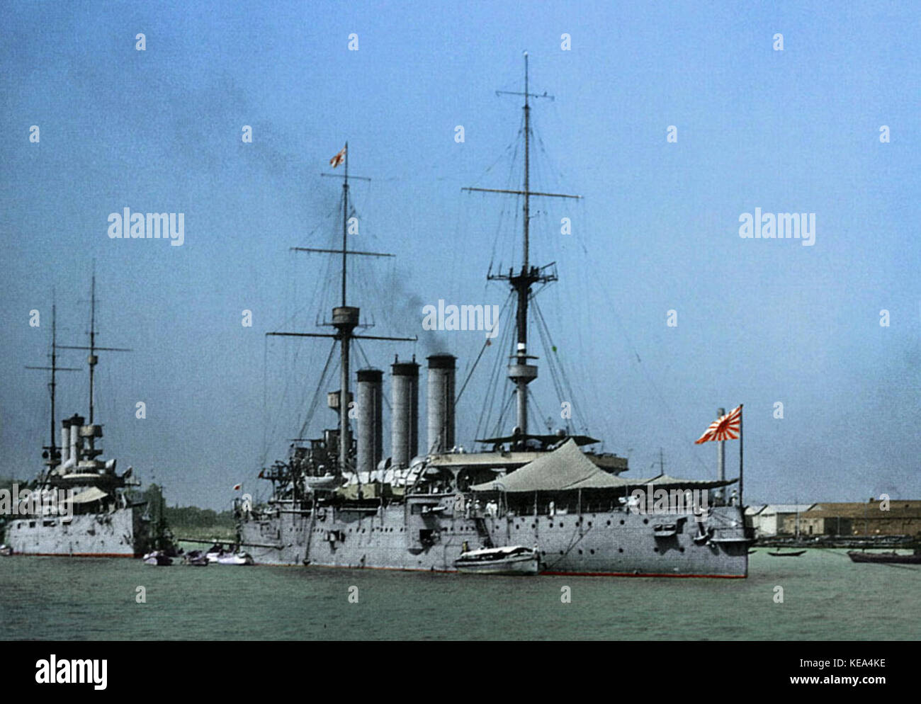 A colorized version of a historical photograph of Izumo, Japan, taken ...