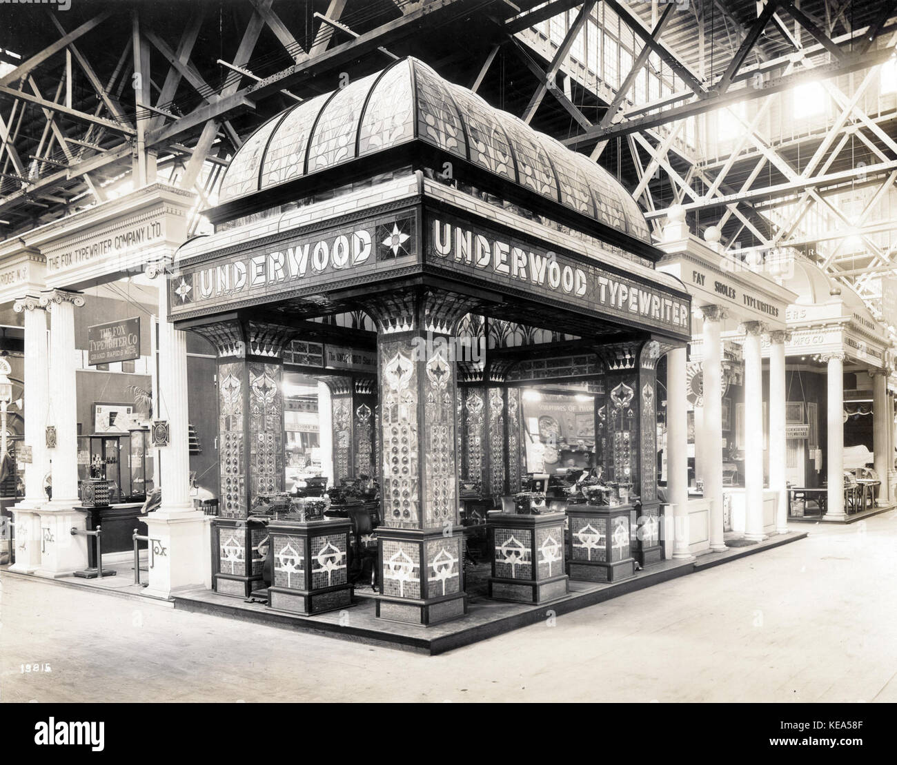 Underwood Typewriter Company exhibit in the Palace of Liberal Arts at ...