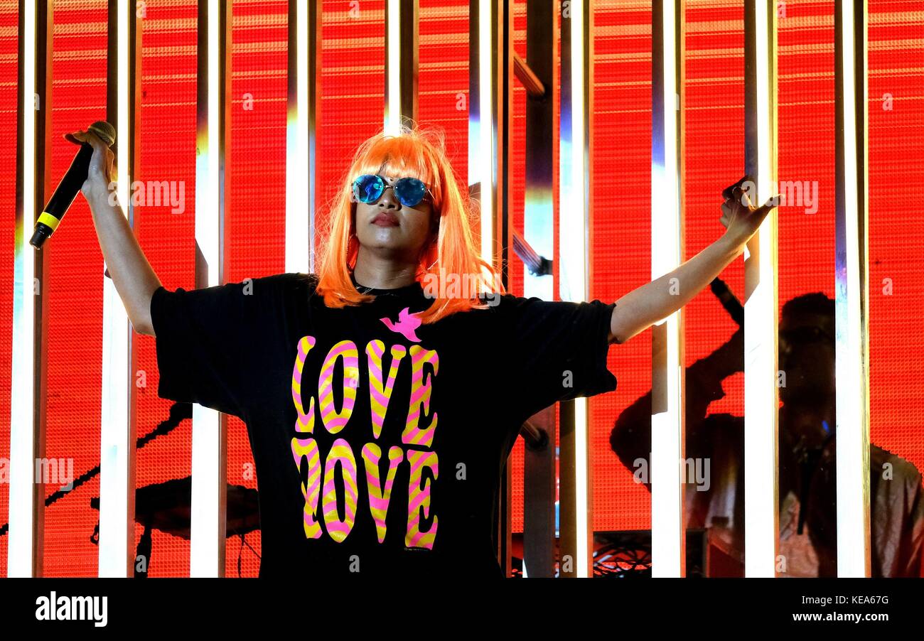 British rapper M.I.A. Mathangi "Maya" Arulpragasam performing at ...