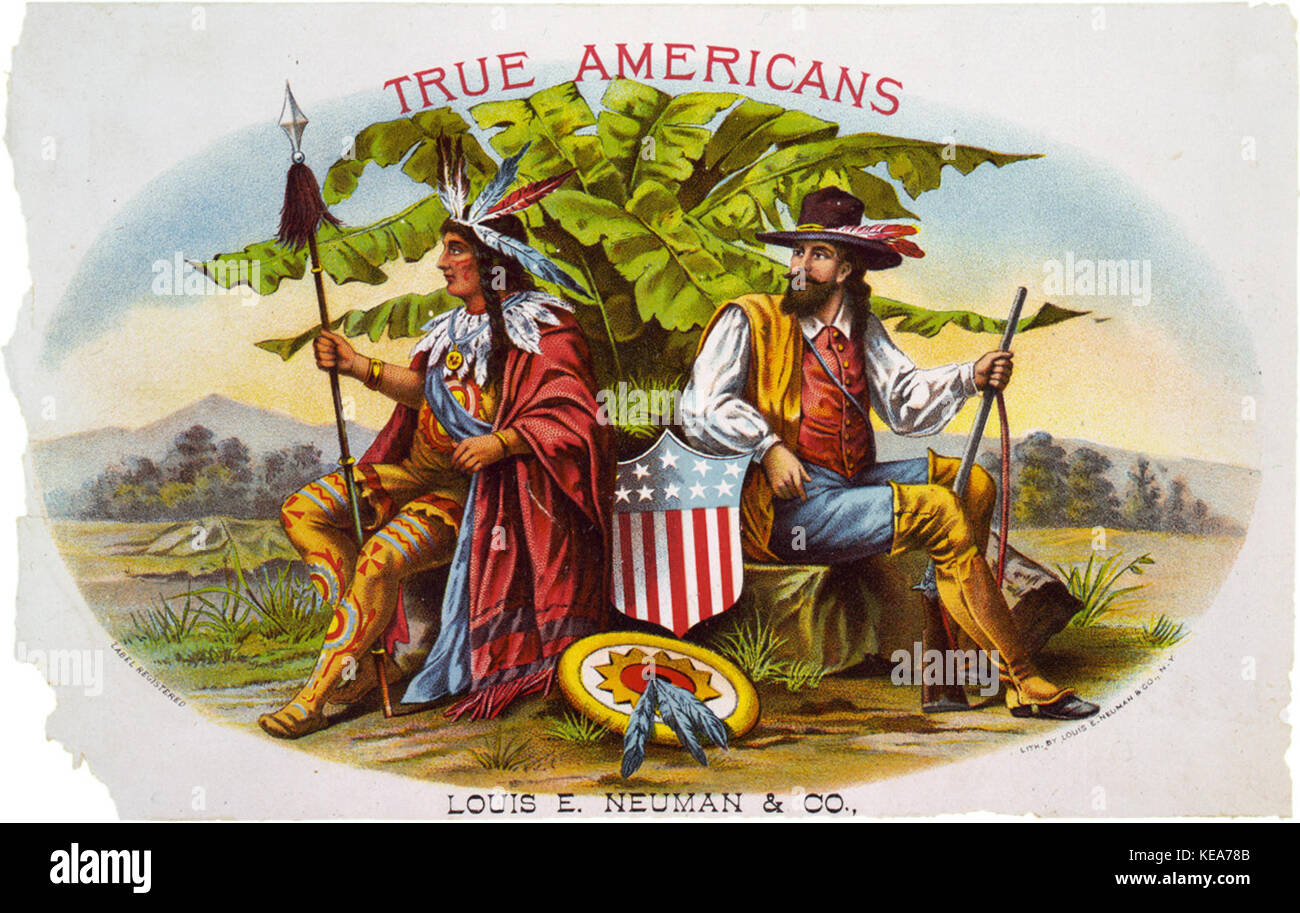 True Americans, tobacco label, ca. 1885 Stock Photo - Alamy