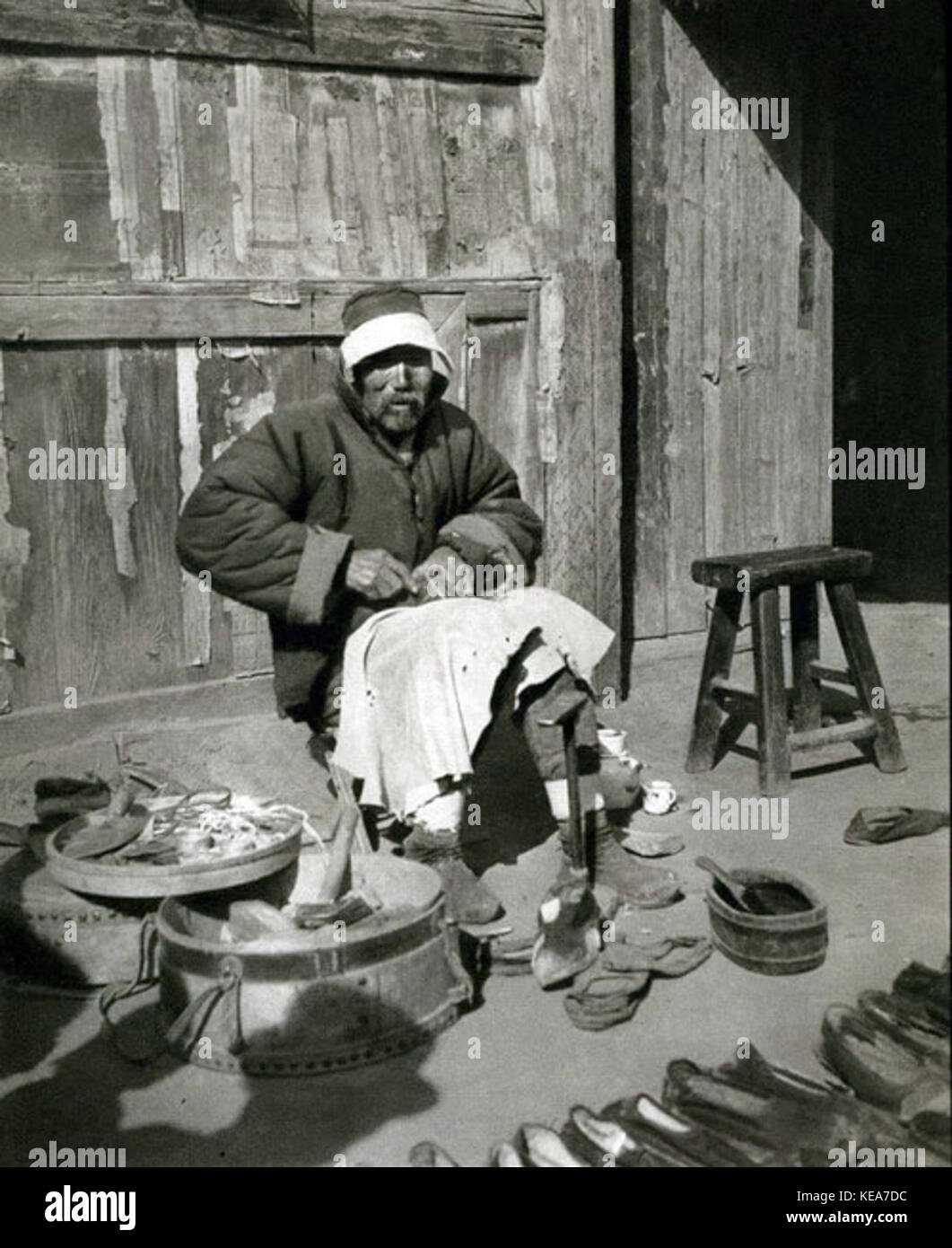An image or depiction of a cobbler, a skilled craftsman specializing in ...