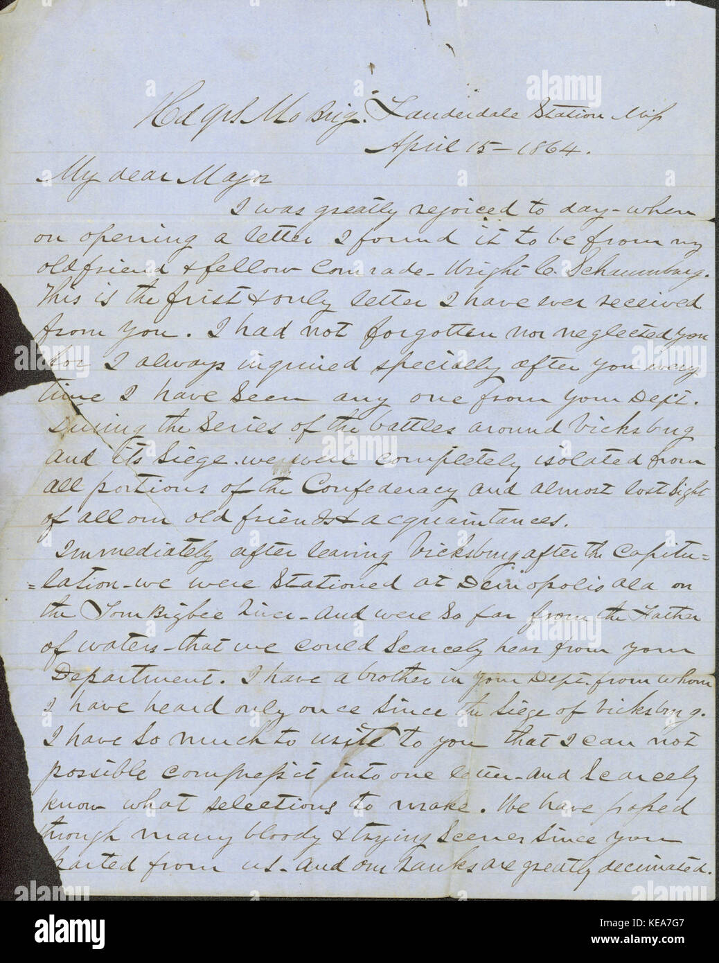Unsigned letter of a Confederate soldier, Headquarters, Missouri ...