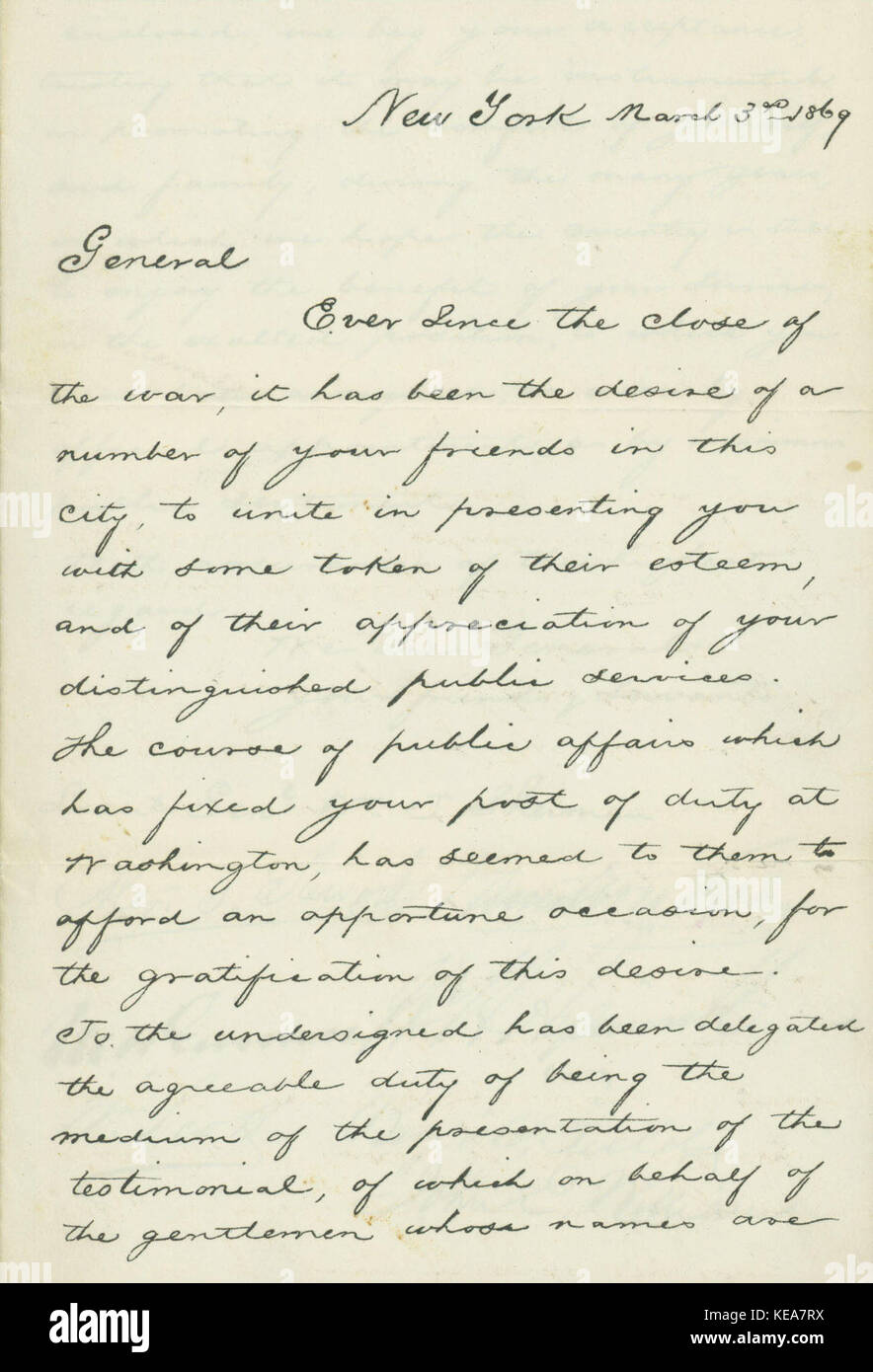 Testimonial letter of Alexander Stewart, Hamilton Fish et al., New York ...