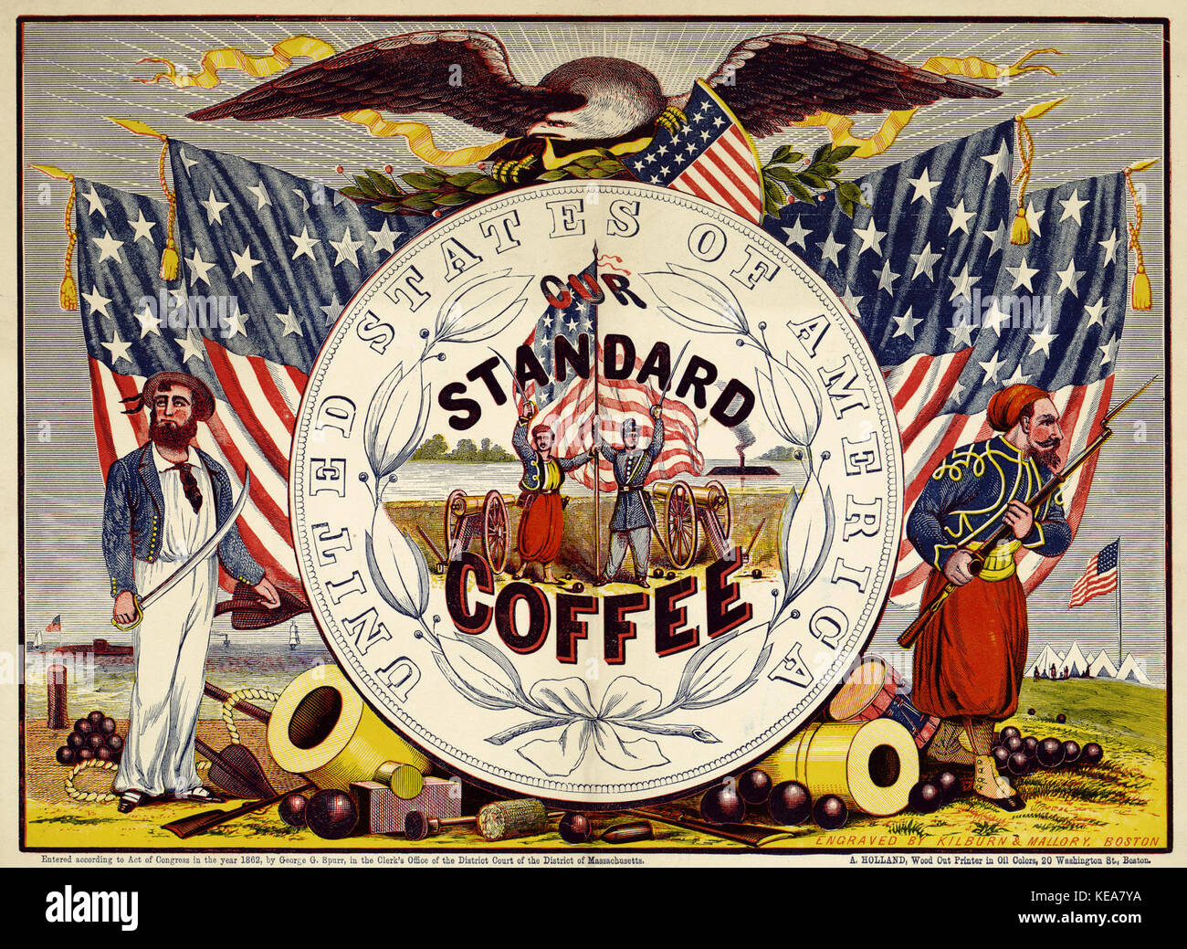 United States of Standard Coffee, advertising poster, 1862 Stock Photo ...