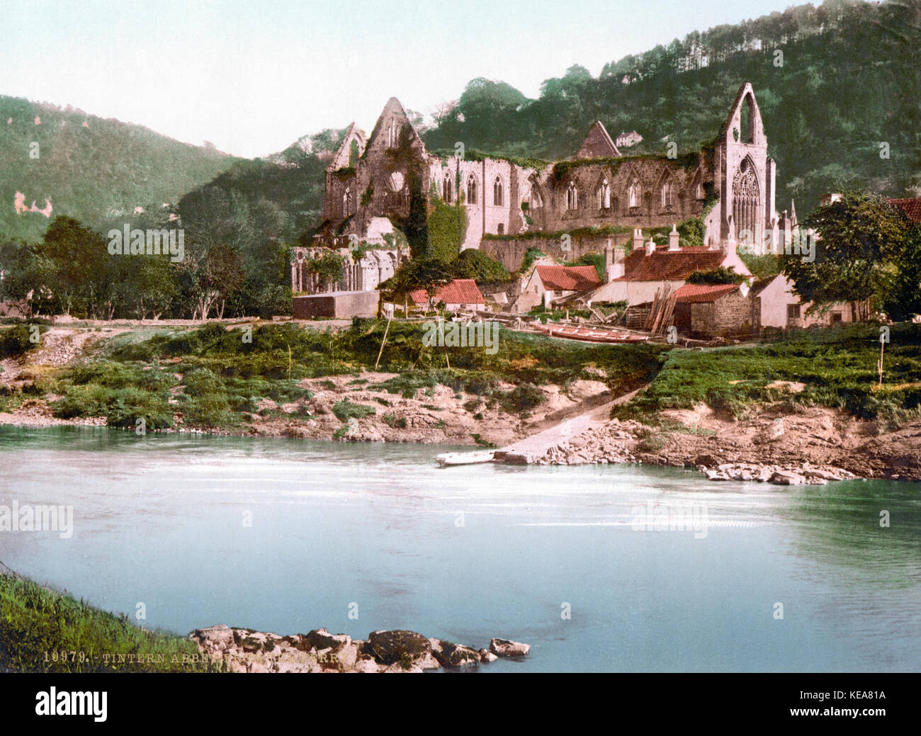 Tintern Abbey from the ferry 1900 Stock Photo - Alamy