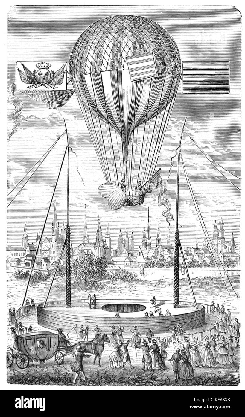 Wonderful Balloon Ascents, 1870 Ascent from Dijon, 1784 Stock Photo - Alamy