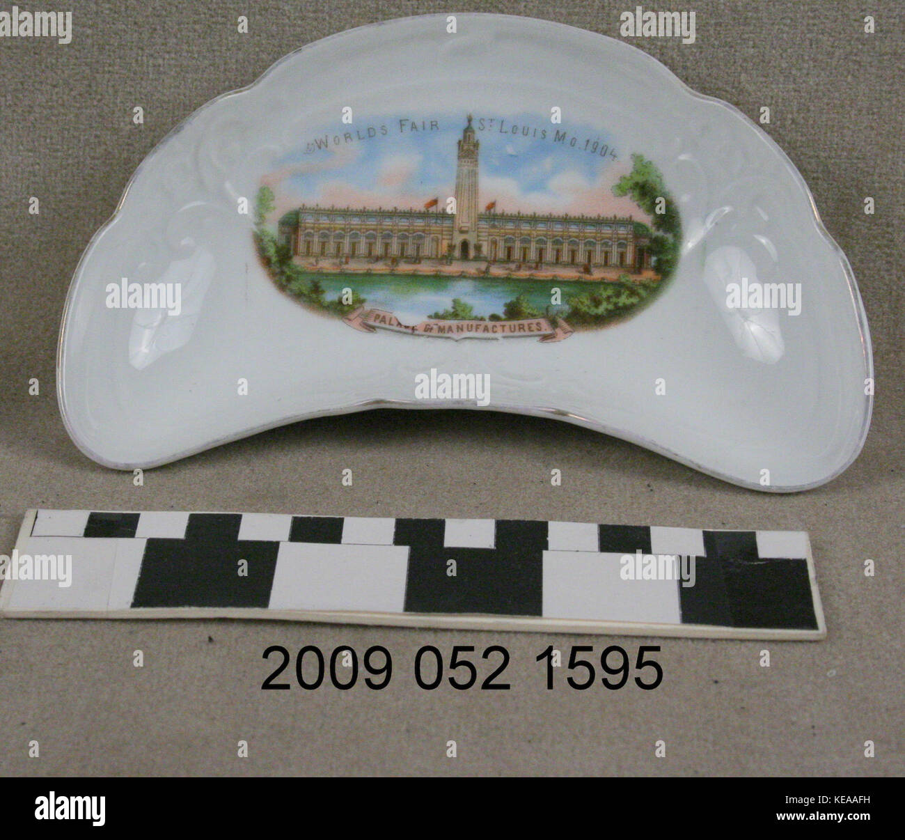 White Bone Dish With Color Transfer Image of the Palace of Manufactures ...