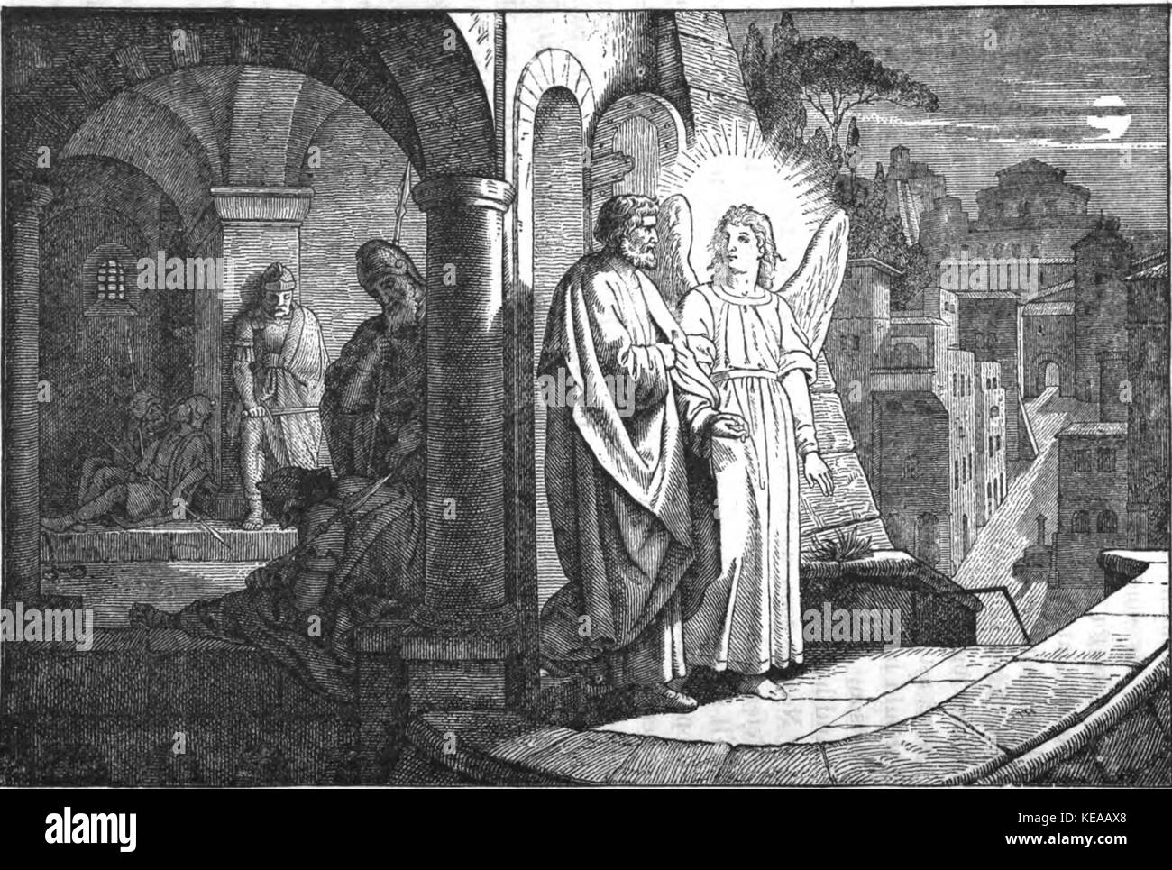 The angel brings Peter out of prison Stock Photo - Alamy