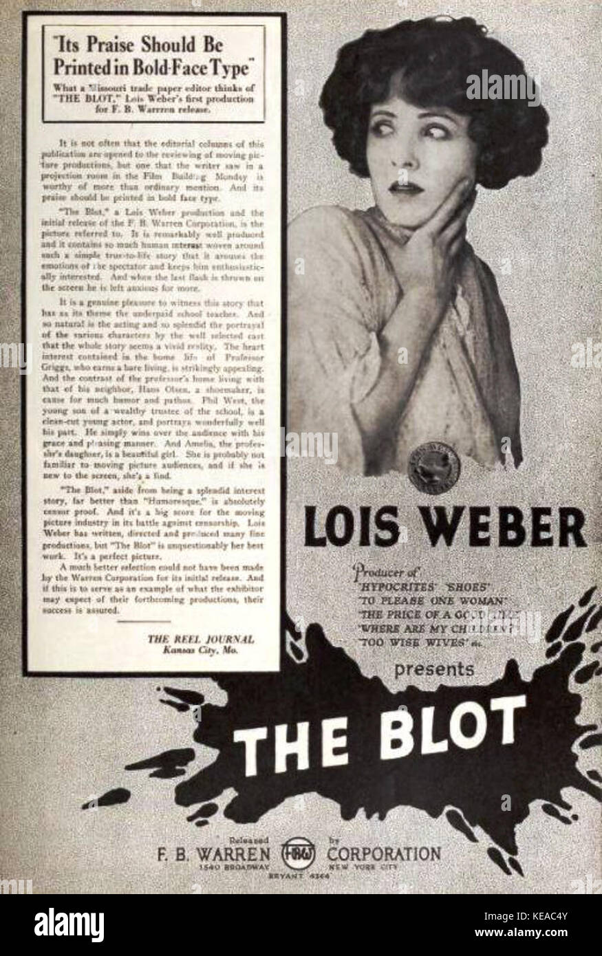 The Blot (1921) 4 Stock Photo - Alamy