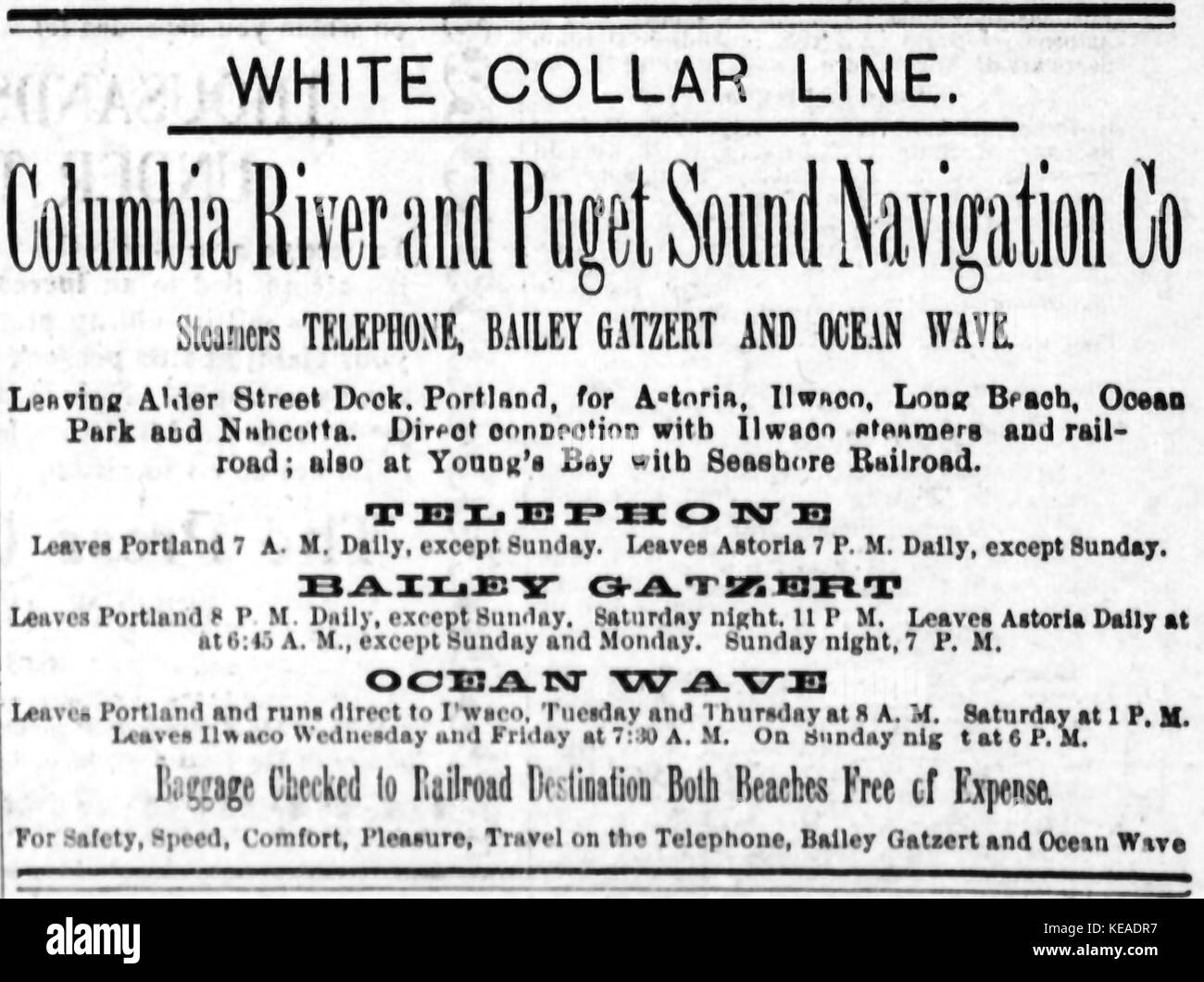 White Collar Line ad March 1896 Stock Photo - Alamy