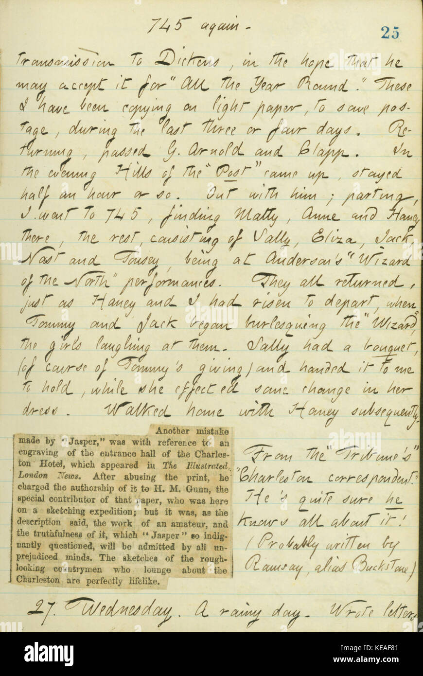 This page from Thomas Butler Gunn's diaries, dated March 26, 1861 ...