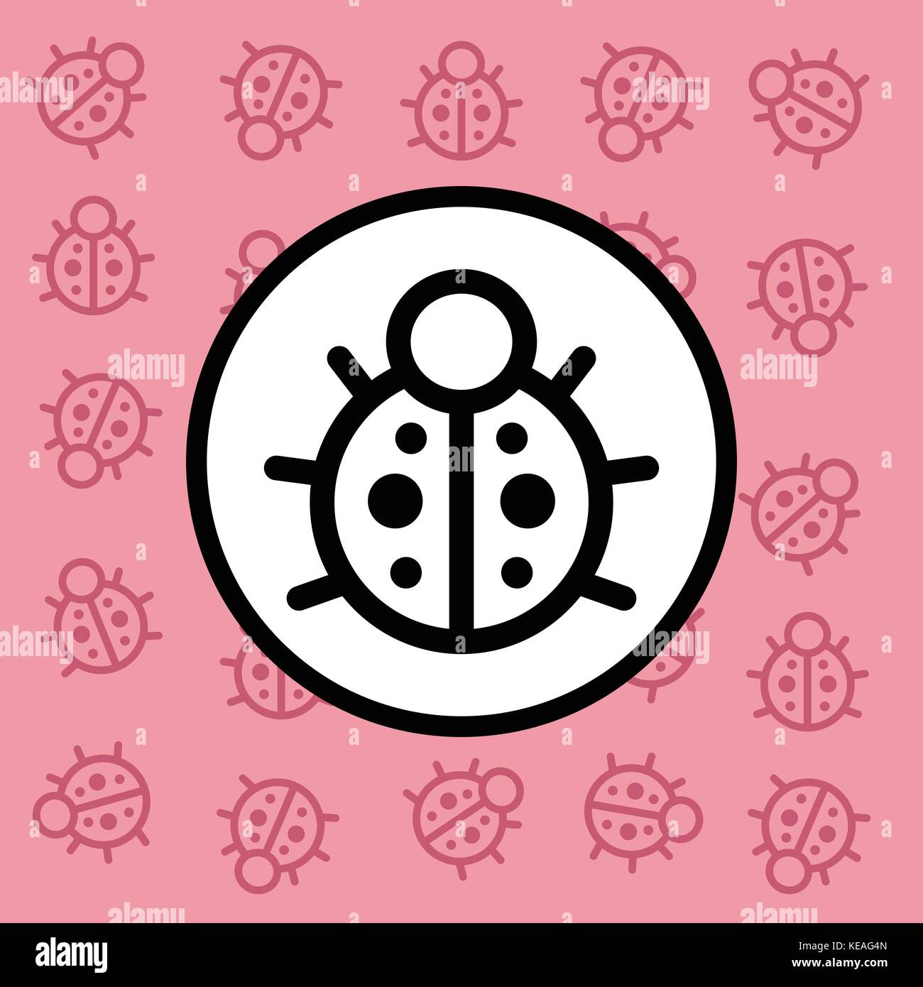 ladybug icon sign and symbol on pink background vector illustration ...