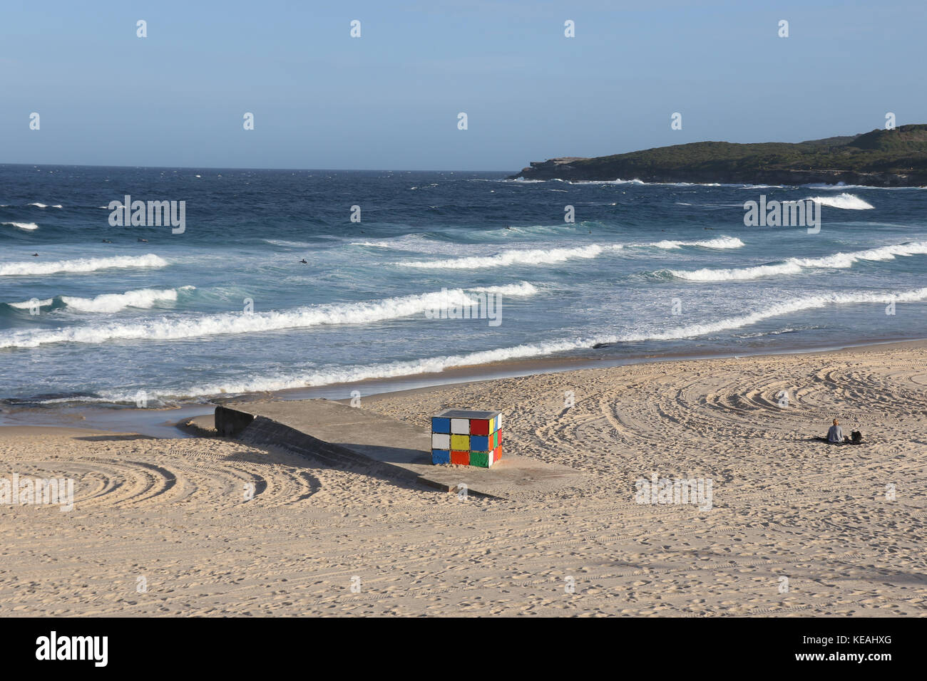 A large Rubiks Cube at Maroubra Beach in Sydney, Australia Stock Photo ...