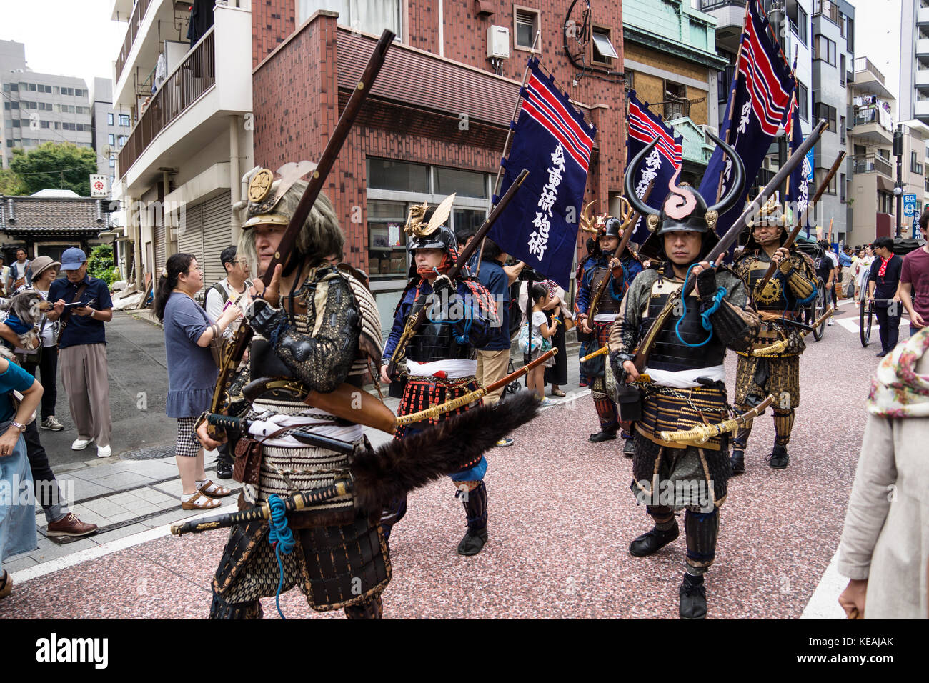 Tokyo, Japan - September 24 2017: People with samurai costumes walking ...