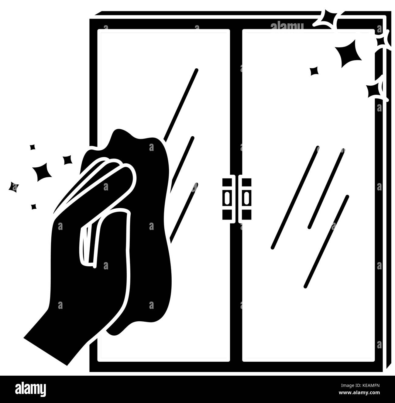 hand wiping window with cloth vector illustration design Stock Vector ...