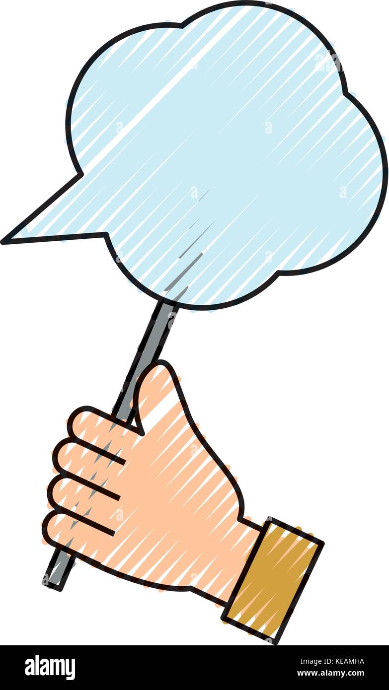 hand with chat bubbles vector illustration Stock Vector Image & Art - Alamy