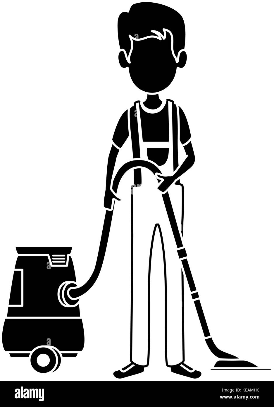 Man using vacuum cleaner vector hi-res stock photography and images - Alamy