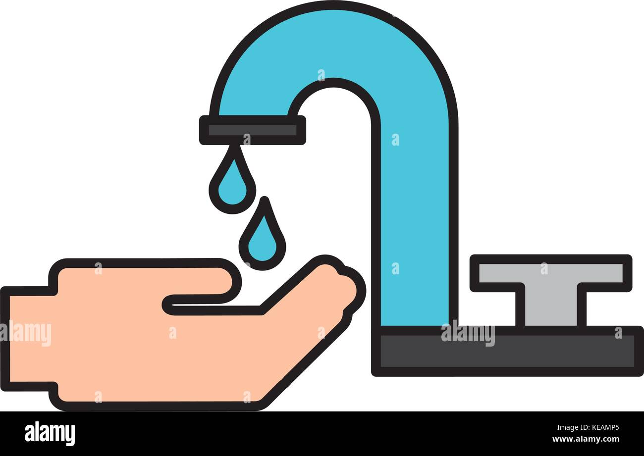 bathroom faucet hand drop water clean Stock Vector Image & Art - Alamy