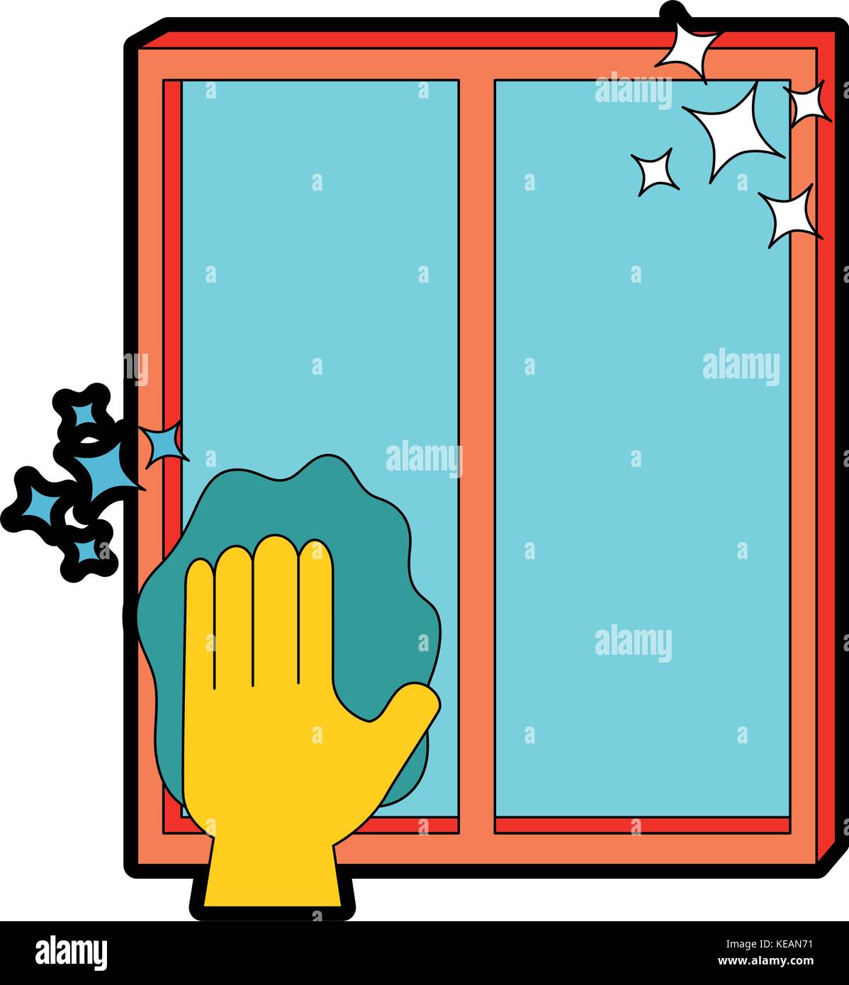 hand wiping window with cloth vector illustration design Stock Vector ...