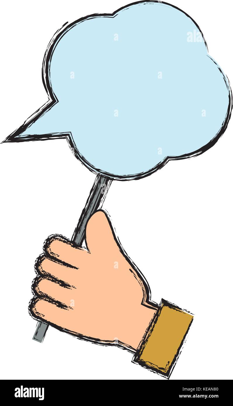 hand with chat bubble vector illustration Stock Vector Image & Art - Alamy